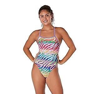 Speedo Women's Standard Swimsuit Piece Endurance The One Printed Team Colors, Pride Animal Fever, 38