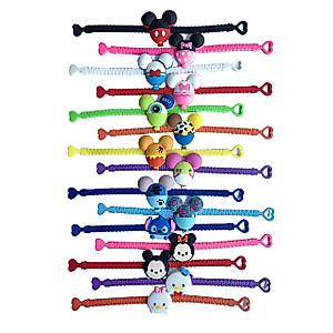 YAOSHUXIAN 15pcs Cartoon Characters Rubber Bracelets Wristband Bracelets for Birthday Party Supplies Favors Prize Rewards