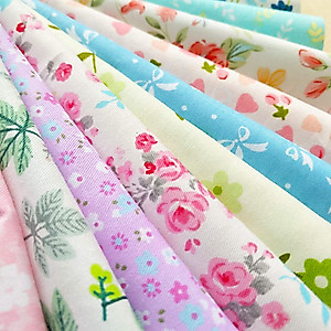 flic-flac 25pcs 12 x 12 inches (30cmx30cm) Cotton Fabric Squares Quilting Sewing Floral Precut Fabric Square Sheets for Craft Patchwork