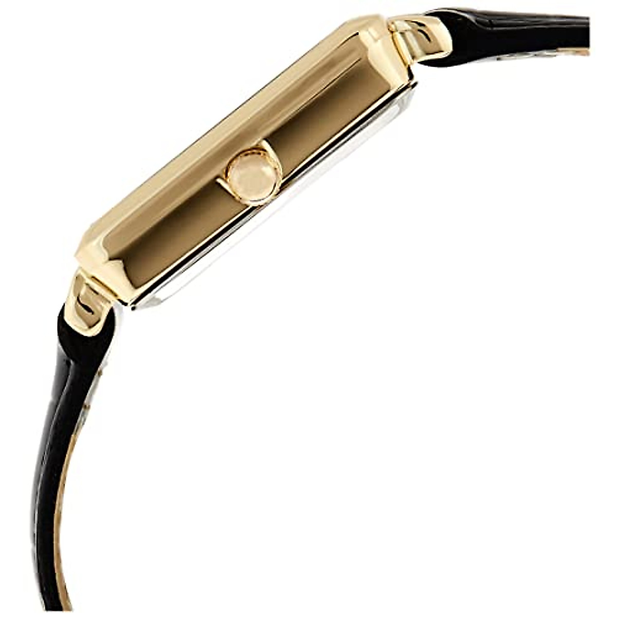 Anne Klein Women's Japanese Quartz Dress Watch with Faux Leather Strap, Black, 14 (Model: AK/3820GPBK)