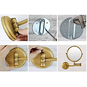 KARAOT Wall-Mounted Makeup Mirror, Shaving Mirror 3X Magnification, Normal Double-Sided Round Bathroom Vanity Mirror Swivel, Extendable and Folding, 360° Free Rotation, for Shaving, Makeup