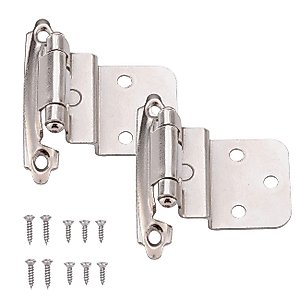 Double Elite 3/8" Inset Satin Brushed Nickel Cabinet Hinges 25 Pairs(50 Pcs), Self Closing Hinges for Kitchen Cabinets/Cupboard/Furniture Doors, Silver Nickel Cabinet Door Hinges with Upgraded Screws