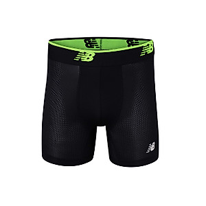 New Balance Men's Standard Mesh 5" with Fly Boxer Brief (4-Pack), Black(st)/Steel/Pigment(rg)/Black(rg), Medium