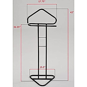 Pilaster Designs Traditional Fairview Suit & Tie Valet Stand Clothing Organizer Rack, Black Metal