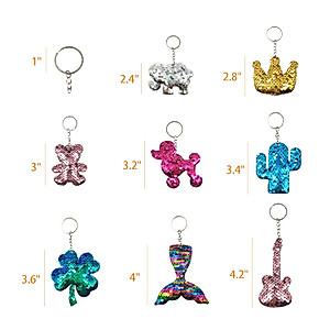 GuassLee 15Pcs Flip Sequin Keychain for Kids Girls Party Favors, Backpack Unicorn Mermaid Keychains Bulk for Kids Classroom Carnival Prizes Goody Bag Stuffers Birthday Party Gifts