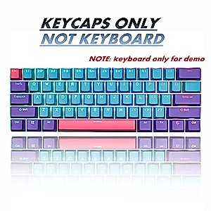GTSP 61 Keycaps 60 Percent, Ducky One 2 Mini Keycaps for Mechanical Keyboard OEM Profile RGB PBT Keycap Set with Key Puller for Cherry MX Switches GK61/SK 61/Joker (Only keycaps) Blue