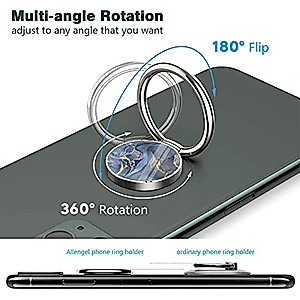 XIAJONS Cell Phone Ring Holder Stand,360 Degree Rotation Bracket Compatible with All Smartphones，for Man Woman Marble Pattern（Navy Blue）