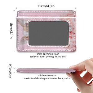 Linomo Thin leather Card Holder and Money Clip Cute Chihuahua Dog Pink Rose Wallet RFID Blocking for Men & Women