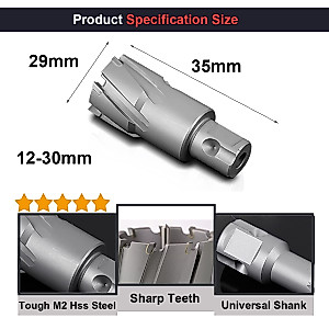 SagaSave 29MM x 35MM High Speed Steel Cyclone Annular Cutter，Metal Hole Cutter for Stainless Steel, Metal, Iron, Steel, Brass,Wood 1PCS