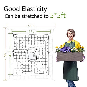 Trellis Net for Climbing Plants - Stretch to 5x5ft Elastic Grow Tent Scrog Net with 6 Hooks, Flexible Trellises Plant Growing Netting for Outdoor Garden Balcony Yard Plants