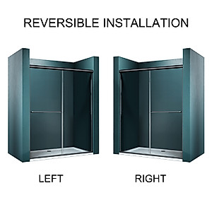 ELEGANT Bypass Sliding Shower Door, Semi-Frameless Sliding Shower Door with 1/4 in. Clear Glass, 58 1/2 in. - 60 in. W x 72 in. H Sliding Shower Enclosure, Black Hardware