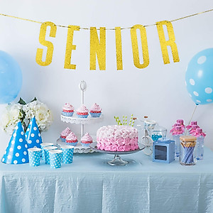 INNORU Gold Glitter Senior Banner for Congrats Grad Banner - High School College Graduation Party Bunting Decoration