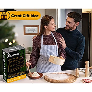 CASAMAY Foil and Plastic Wrap Organizer - Bamboo 3 in 1 Dispenser with Cutter & Labels, Wax Paper, Foil Organization Storage for 12 inch Roll or Less