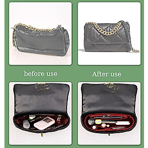 Lckaey Purse Organizer Insert for 19 Flap Small Bag Small bag Organizer with Side Zipper Pocket beige 1016 24 * 7 * 12cm