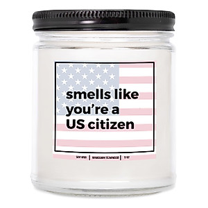 YouNique Designs New American Citizen Gifts Candle Gifts for a New Us Citizen - Cool Gifts for American Citizenship - US Citizenship Gifts for Women, Men - New Citizen Gifts (Mahogany Teakwood)