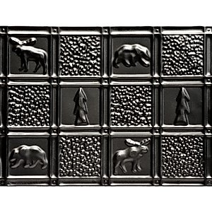 Shanko SKPC612 Gwen's Cabin Stamped Metal Nail-up Tin Wall and Backsplash Tile (14 sq. ft), Black, Pack of 6