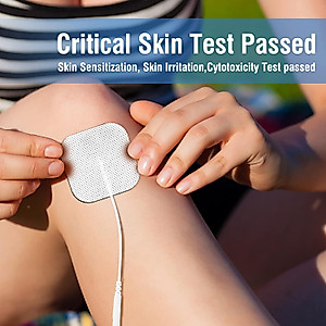 LYINIE TENS Unit Pads 32Pcs, 3rd Gen Reusable Latex-Free Replacement Pads Electrode Pads with Upgraded Self-Stick Performance for Muscle Stimulator Electrotherapy (2"x2" 16pcs, 2"x4" 16pcs)