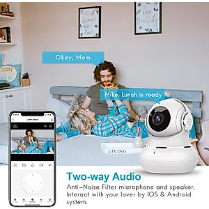 litokam Indoor Security Camera with 360° Motion Tracking, WiFi Baby Monitor Camera with Night Version, 1080P Home Security Cameras Wireless for Dog, Pet Camera with App, Two Way Audio, 2 Pack