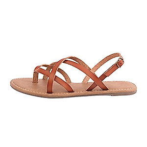 Women's Gladiator Flat Sandals Fisherman Strappy Sandals Ankle Strap Sandals (Brown, 7.5)