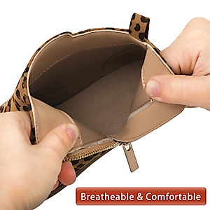 Harvest Land Girl Boots Kids Ankle Boots Warm Side Zipper Boots Low heel Short Booties Winter Snow Boots Anti-Slip Outdoor Shoes for Little Kids/Big Kids Leopard US13