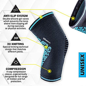 POWERLIX Compression Knee Sleeve for Women & Men, Medical Knee Brace for Arthritis & Knee Pain Relief, meniscus tear & Injury Recovery, Knee Support & Protection for Working out, Running & All Sports