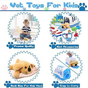 KAEGREEL Pet Care Playset with Pet Case Stethoscope Kids Veterinary Kit Treating, Pretend Play Toys Birthday Gifts for Boys Girls Aged 3-8 Years Old