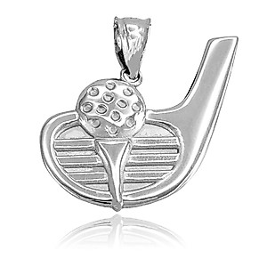 925 Sterling Silver Golf Ball and Putter Sports Charm Pendant