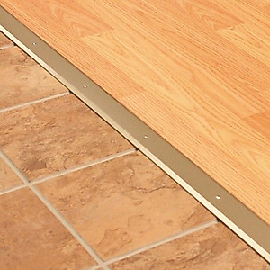 M-D Building Products 49010 M-D Premium Flat Saddle Threshold, 36 in L X 1-3/4 in W X 1/8 in H, Aluminum, 36.25" L x 2.61" W x 1.75" H, Satin Nickel