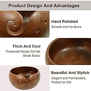 Humaira Nautical Wooden Yarn Bowl, Knitting Yarn Bowl with Holes Storage Handmade to Prevent Slipping Perfect Yarn Holder Bowl for Crocheting and Knitting Mothers Day Gift, DIY Crafts Tools