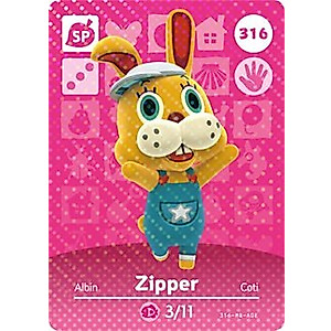Zipper - Nintendo Animal Crossing Happy Home Designer Series 4 Amiibo Card - 316