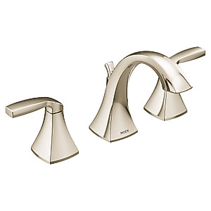 Moen Voss Polished Nickel Two-Handle Widespread Bathroom Faucet, Valve Required, T6905NL
