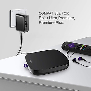 KFD 12V AC DC Adapter Charger for Roku Ultra,Premiere,Premiere Plus,Roku 4662X 4800X 4662RW 4800R 4800RW Ultra 4K HDR Media Player,TiVo Roamio Player,Night Owl,Reolink Camera Power Supply Charger Cord