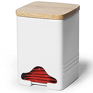 QUXIJA Ceramic Tea Bag Storage Organizer Caddy Holder with Lid (White)