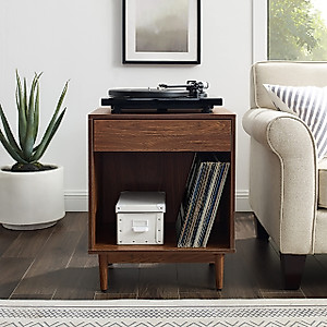 Crosley Furniture CF1117-WA Liam Mid-Century Record Storage End Table, Walnut