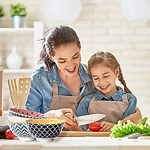 E-Gtong Ceramic Cereal Bowl 24 OZ, Porcelain Bowls Set of 6,Assorted Colorful Ceramic Bowl for Soup, Pasta, Salad and Rice, Microwave & Dishwasher Safe