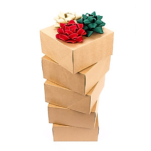 Hallmark 8" Gift Boxes (Pack of 5; Square Kraft) for Christmas, Holidays, Birthdays, Weddings, Crafts, Fathers Day, Care Packages and More