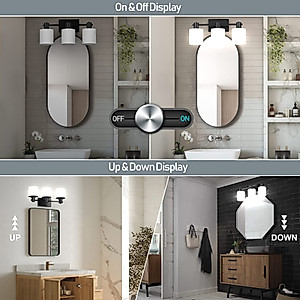 Sailstar Bathroom Light Fixtures 3 Light, Anti-Rust Matte Black Bathroom Lights Over Mirror, Modern Vanity Lights with Frosted Glass Shade, Vanity Lighting Fixtures