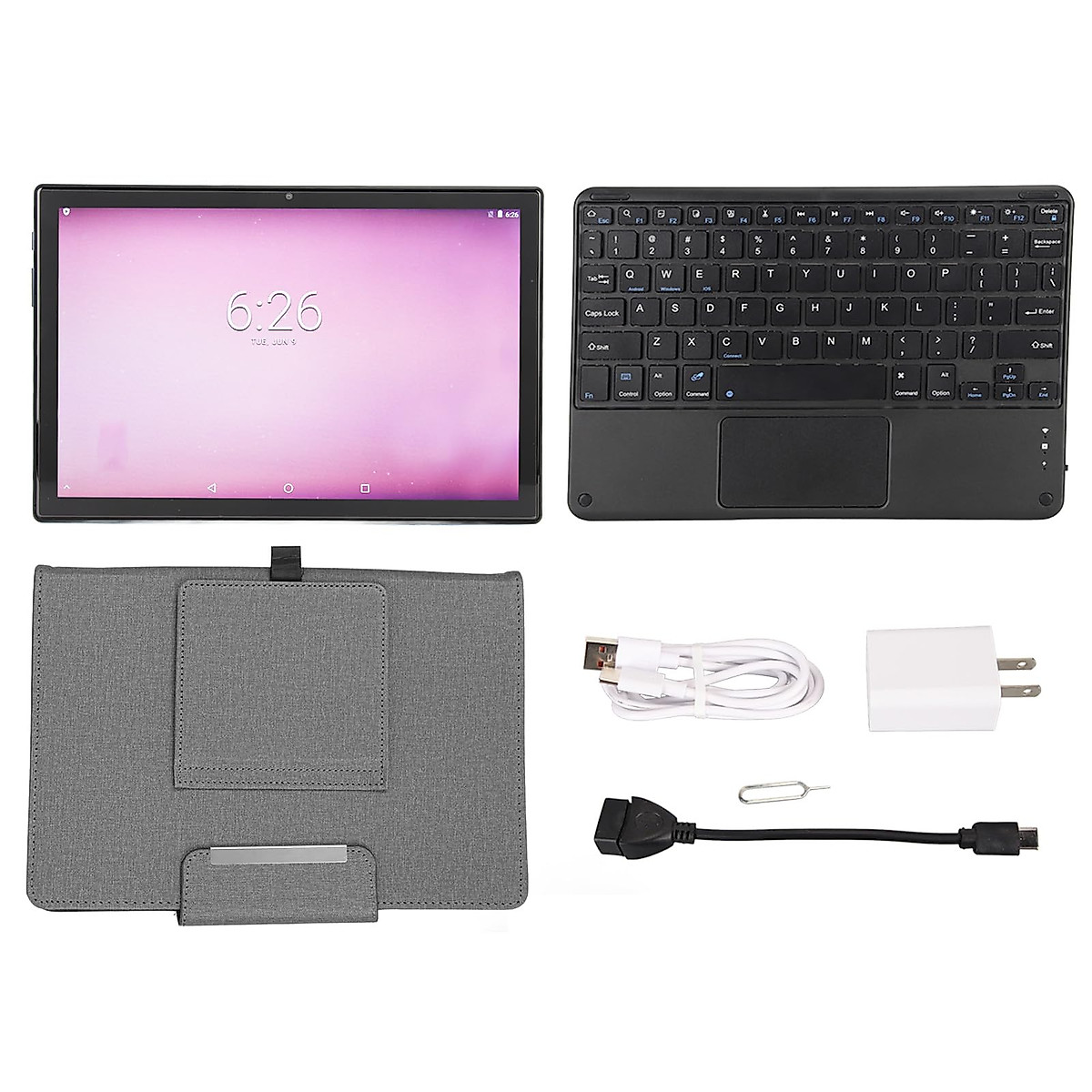 GLOGLOW Tablet PC, 5.0 4G Network 100-240V Front 8MP 10.1 Inch Tablet 8GB RAM 256 ROM Blue for Learning for Work (US Plug)