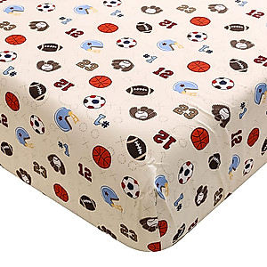 Brandream Crib Bedding Sets for Boys Happy Friends and Family Time - Sport Bedding Set | 3-Piece Nursery Set | Baby Quilt, Fitted Crib Sheet, Crib Skirt Included