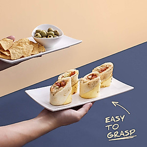 LIFVER Cutlery Set, 16"/14"/12" Turkey Platter 10" Rectangle Serving Plate 3 Oz Ceramic Dip Bowls Set- Porcelain Serving Dishes Dinner Plates for Thanksgiving Christmas Party Entertaining