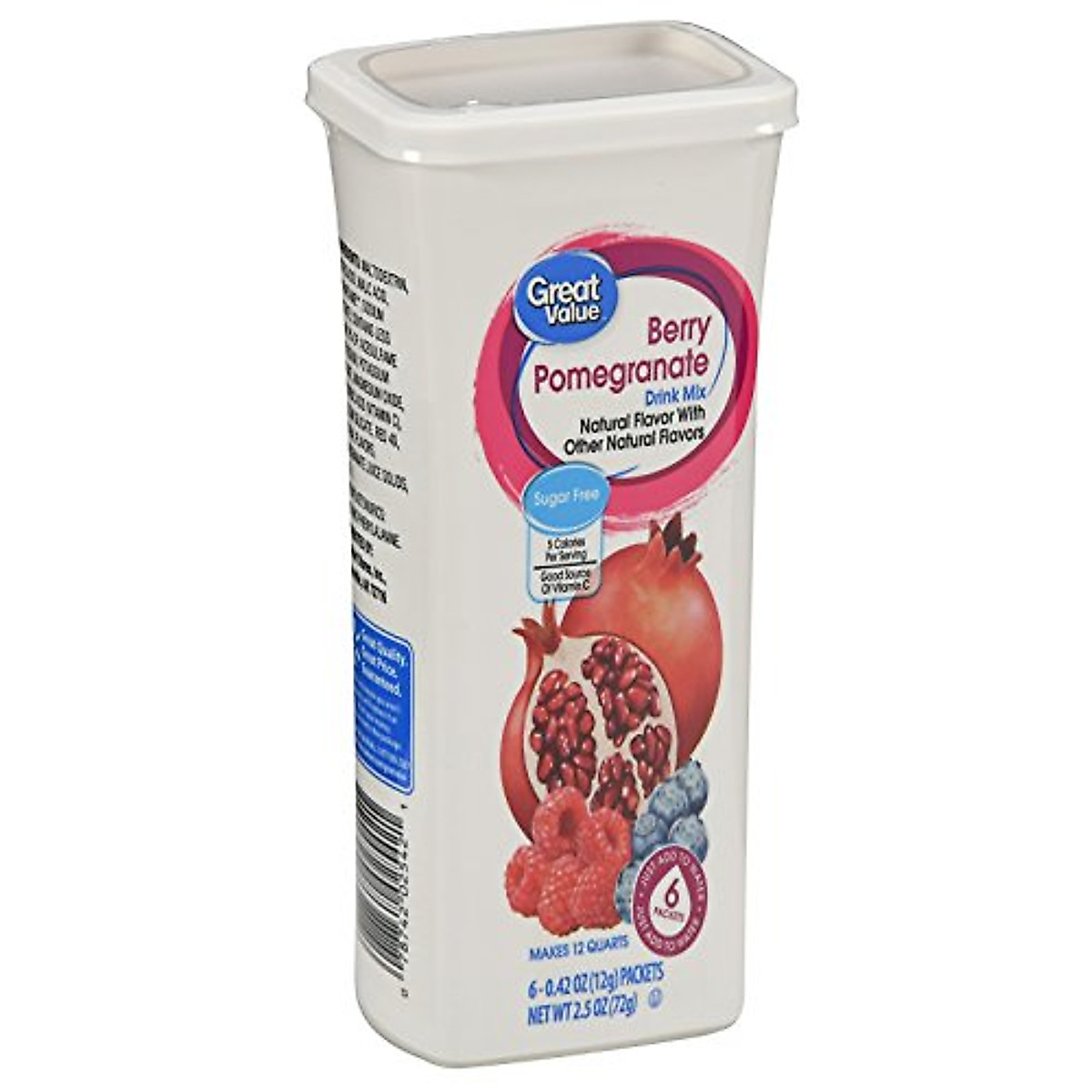 Great Value Berry Pomegranate Drink Mix, 6 Count per pack, 2.5 Oz (Pack of 2)