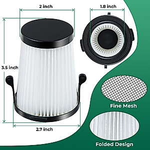 Dreyoo 2 Pack 3'' Replacement Dry Vacuum Filter Compatible with Milwaukee 49-90-1950 HEPA Filter Design for Use Compatible with M12 0850-20 Vacuum Cleaner