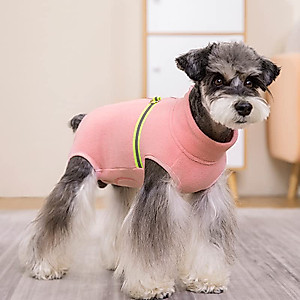 Dog Warm Coat, Polar Fleece Dog Pajamas Bodysuit for Small Medium Dogs Cats Walking Hiking Travel Sleeping, Cold Weather Puppy Vest Clothing, Stand Collar Thermal Doggie Winter Onesie Clothes