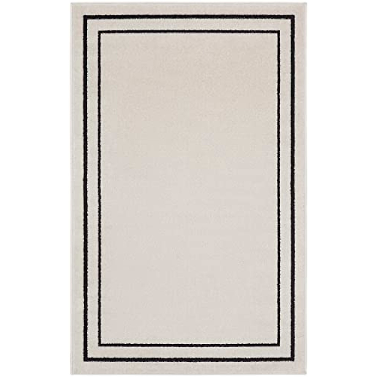 Nourison Essentials Indoor/Outdoor Ivory/Black 3' x 5' Area -Rug, Easy -Cleaning, Non Shedding, Bed Room, Living Room, Dining Room, Backyard, Deck, Patio (3x5)