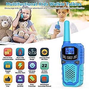 3 Walkie-Talkies for Kid, Outdoor Toys for Boys and Girls, Rechargeable Long Distance Walkie-Talkies, Suitable for Camping Hiking Birthday Gift