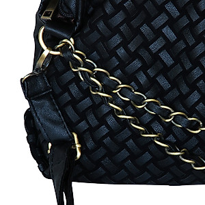 [Black Forest] Stylish Black Double Handle Leatherette Bag Handbag Purse