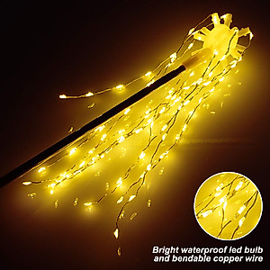 2 Pack Outdoor Home Decor Solar Powered Flowers Firework Lights with Remote Waterproof DIY 14 Copper Wire Dimmable Auto ON-Off 112 LED Lights for Garden Patio Yard Pathway Lawn Party (2, Warm White)