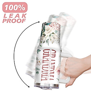 qoepfnsh Gifts for Grandma Grandmother Gift from Grandson Granddaughter on Birthday Mothers Day&Christmas 40 oz Tumblers with Handle and Straw Stainless Steel Insulated Travel Coffee Cup Mug