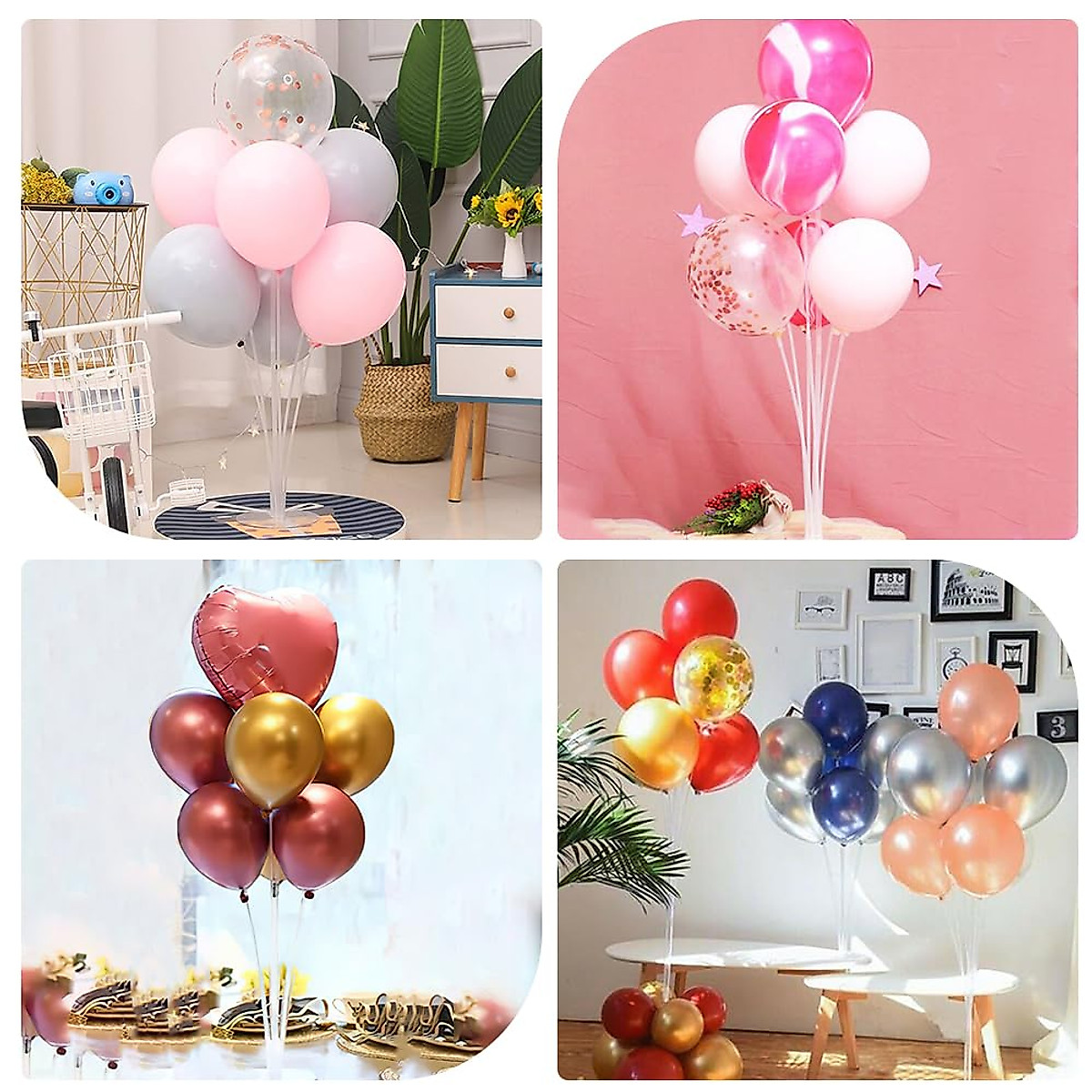 Balloon Stand kit 4 Sets 10 Pcs Balloon Arch Kit Balloon Sticks with Base Balloon Tape Balloon Arch Stands for Table Floor Party Decorations Halloween Table Centerpiece Decor Fall Wedding Birthday