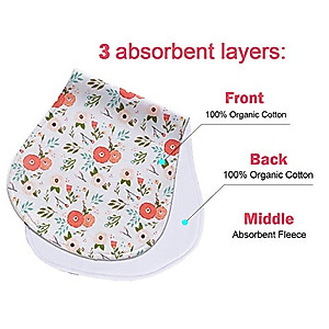 Baby Burp Cloths for Girls, 100% Organic Cotton Absorbent Burp Rags, Soft Burping Cloth, Burp Clothes, Newborn Towel, Excellent Baby Shower/Registry Gift